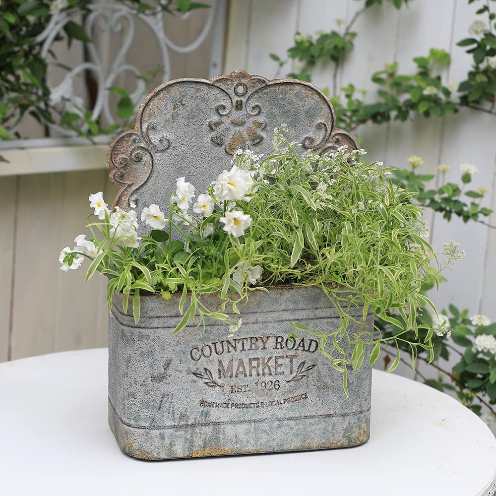 All Chic Metal Wall Planter Wall Mount Planter Wall Metal Hanging Planter Wall Vases for Flowers Planters for Outdoor Plants for Farmhouse Wall Decor (Rustic)