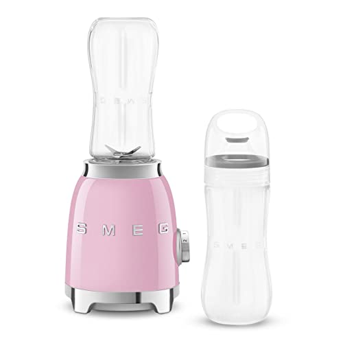 SMEG 50's Retro Style Personal Blender with Backlit Knob and Two 600 ML BPA Free bottles PBF01PKUS Pink