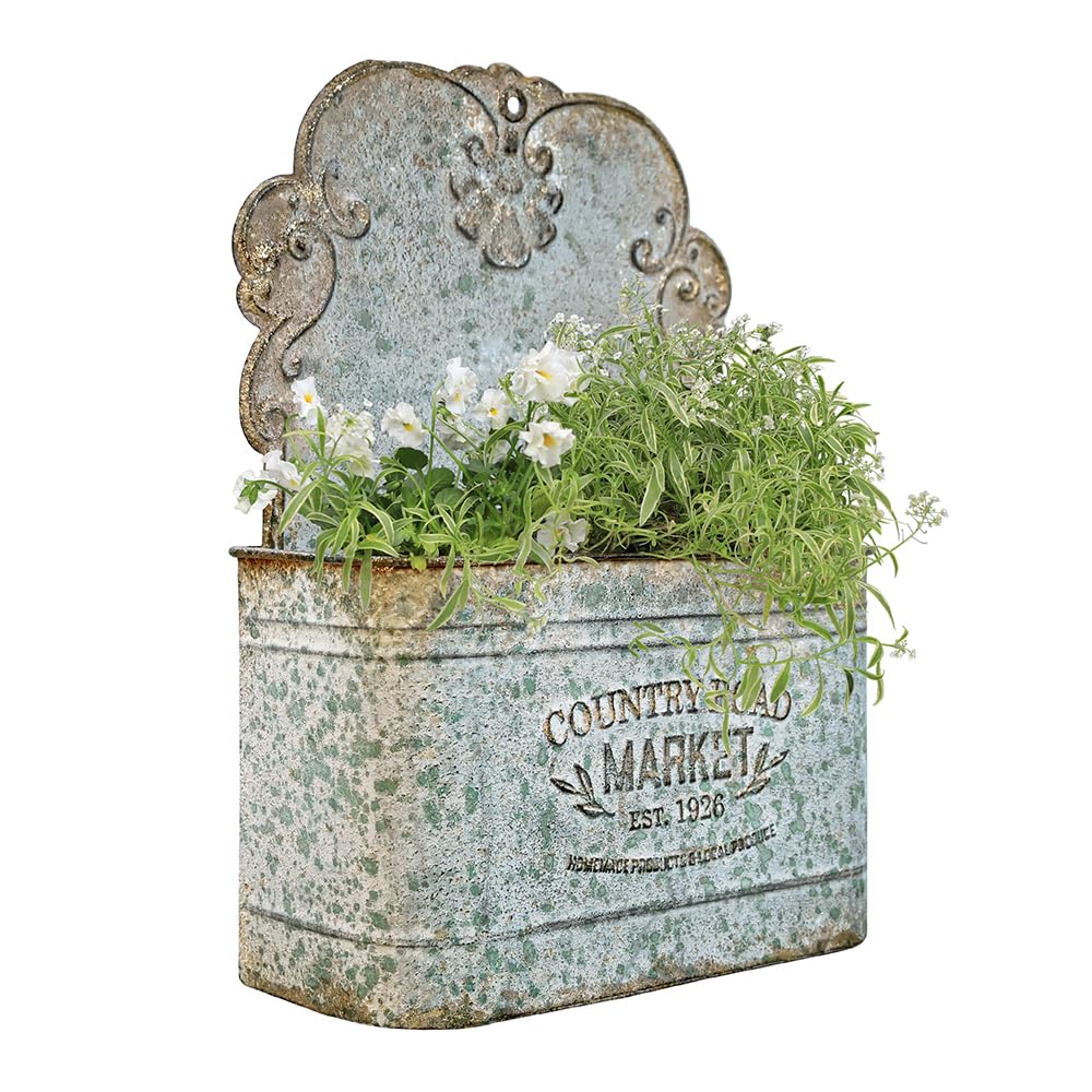 All Chic Metal Wall Planter Wall Mount Planter Wall Metal Hanging Planter Wall Vases for Flowers Planters for Outdoor Plants for Farmhouse Wall Decor (Rustic)