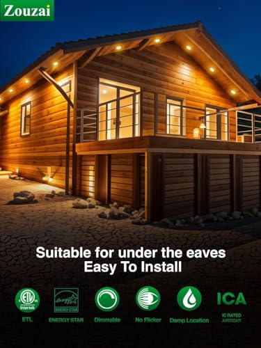 zouzai 24 Pack 4 Inch Ultra-Thin LED Recessed Ceiling Light with Junction Box 5CCT Adjustable Dimmable Can-Killer Downlight - ETL and Energy Star Certified (24 Pack 5CCT White, 4 Inch)