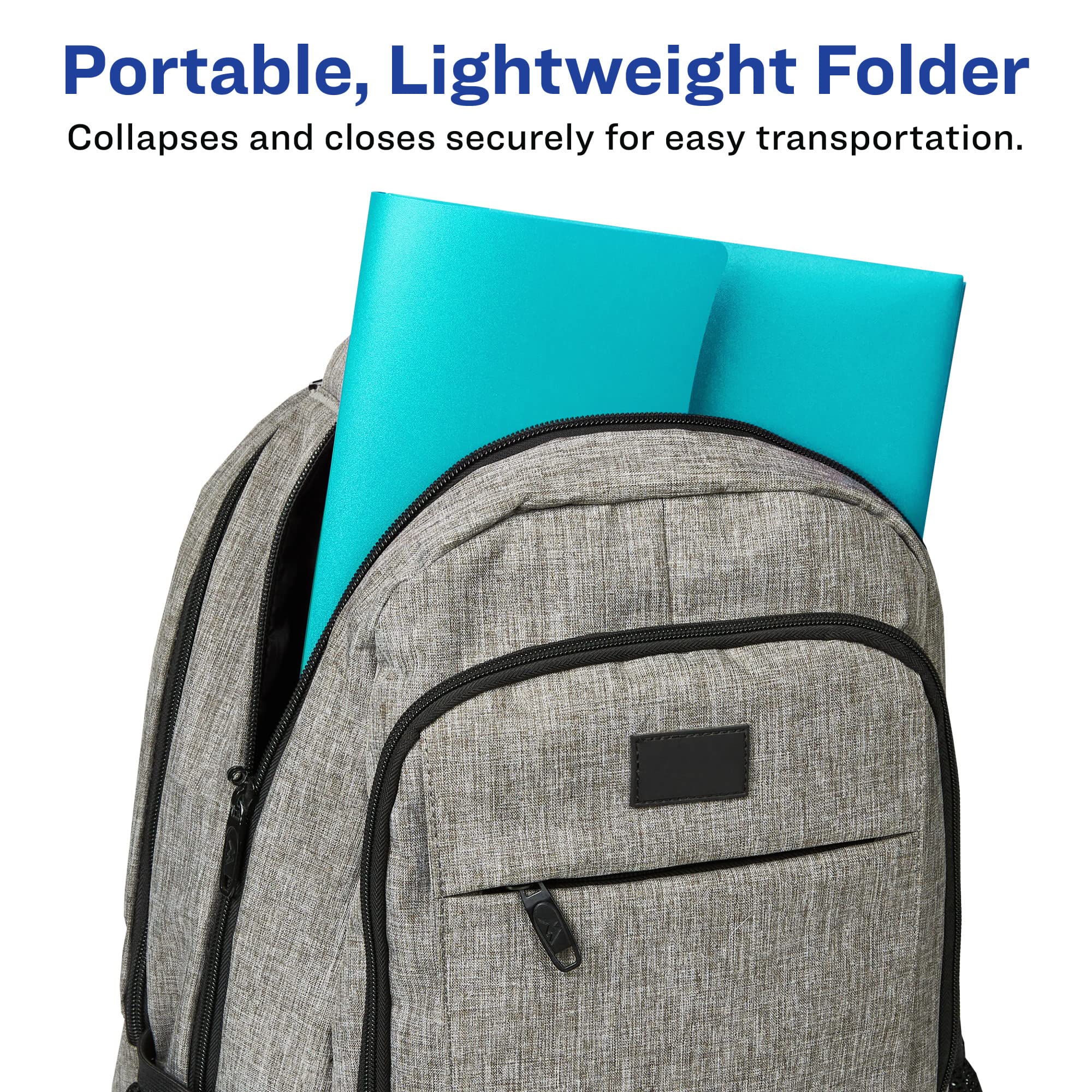 Avery Slide & View Expanding File Folder, 6 Pockets, Letter Size, 1 Aqua Folder (73544)