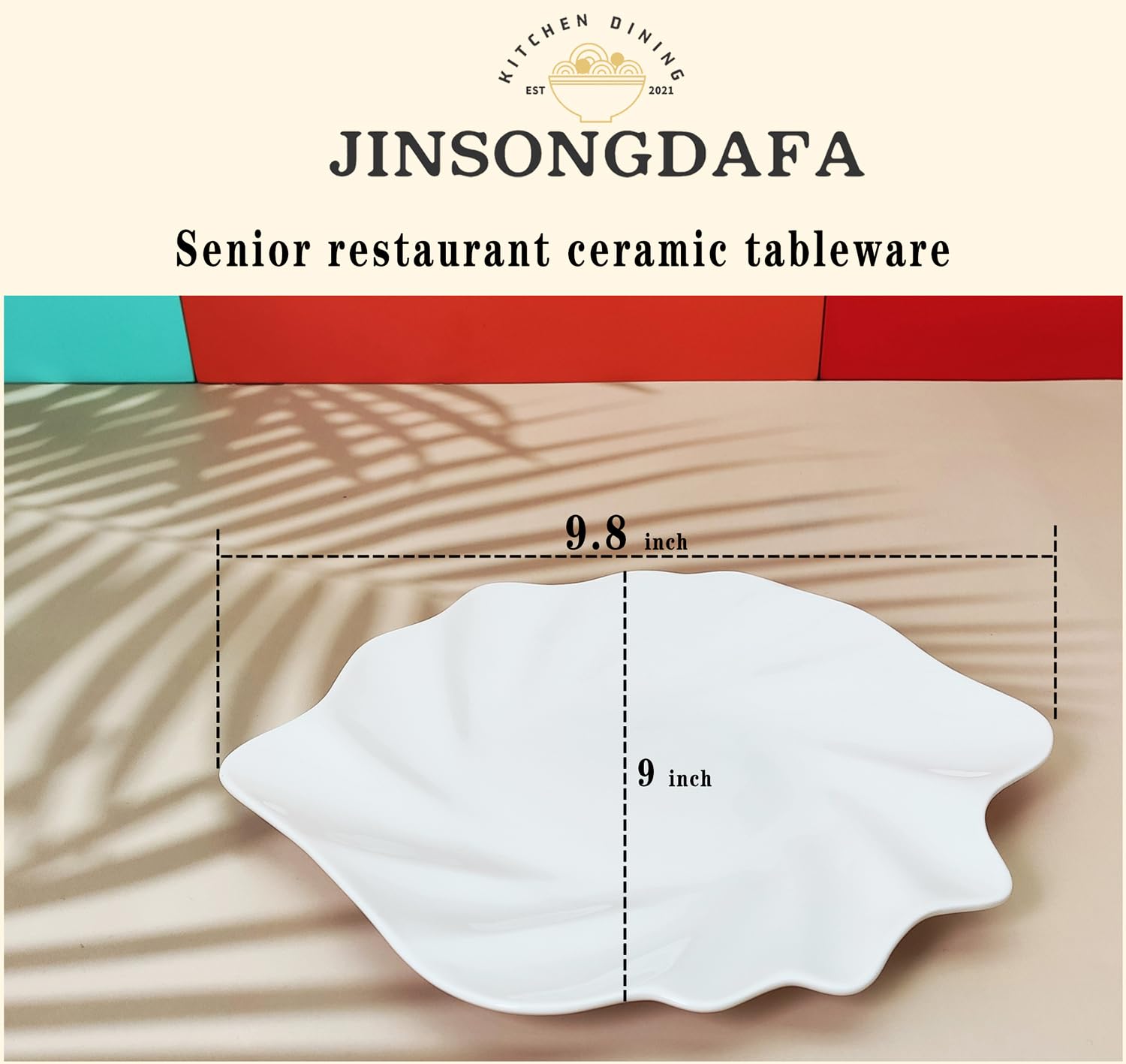 jinsongdafa Appetizer dinner Plates white Dessert Plates - Porcelain Modern Pasta Salad Plate Set of 4, Smooth Glaze, Scratch Resistant - Dishwasher, Microwave, Oven Safe 9.8 Inch