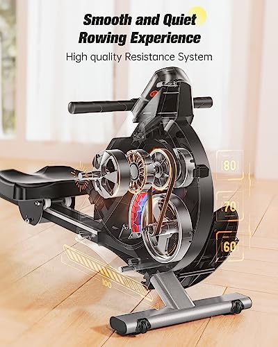 YOSUDA Magnetic Rowing Machine 350 LB Weight Capacity - 16 Levels Resistance for Home Use with LCD Monitor, Tablet Holder and Comfortable Seat Cushion