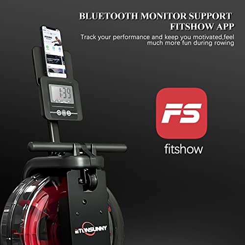 ETONSUNNY Water Rowing Machine with Bluetooth, 330Lbs Weight Capacity Vertical Tank Rowing Machines for Home Use Water Rower with Digital Monitor Tablet Holder (ET707)