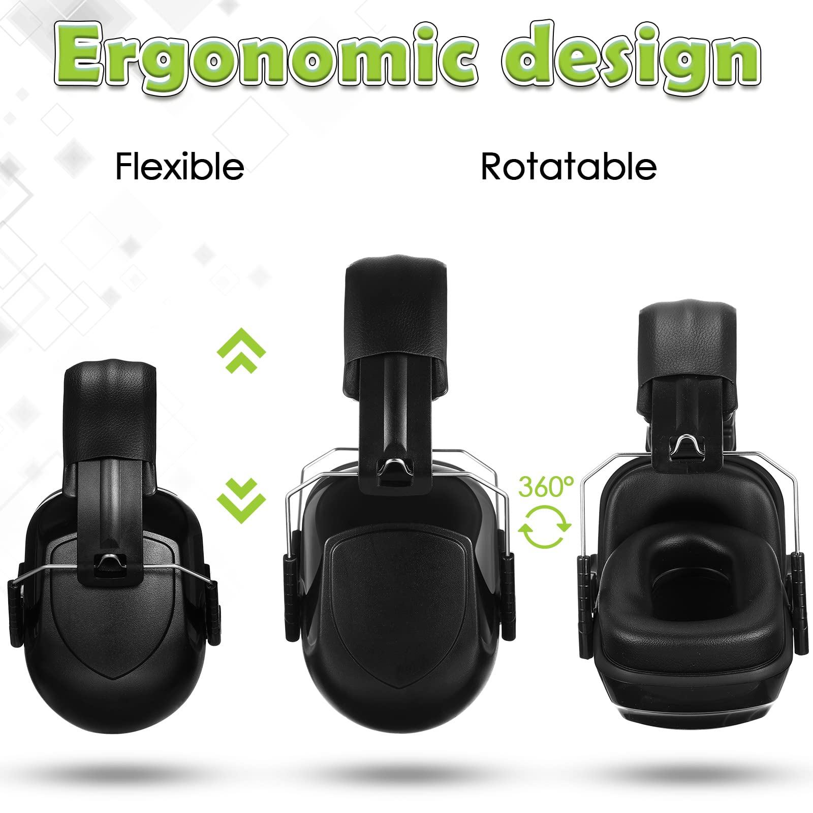 Yunsailing 6 Pcs Ear Protection Noise Reduction Headphones Nrr 28db Safety Hearing Ear Muffs Shooting Gun Range Mowing(Black)