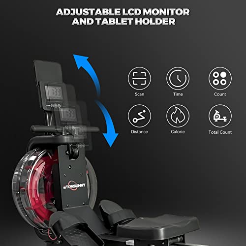 ETONSUNNY Water Rowing Machine with Bluetooth, 330Lbs Weight Capacity Vertical Tank Rowing Machines for Home Use Water Rower with Digital Monitor Tablet Holder (ET707)