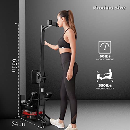 ETONSUNNY Water Rowing Machine with Bluetooth, 330Lbs Weight Capacity Vertical Tank Rowing Machines for Home Use Water Rower with Digital Monitor Tablet Holder (ET707)