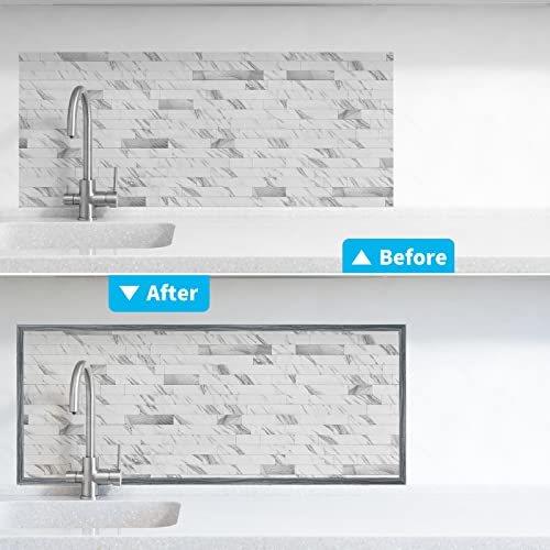 Art3d 20ft Outside Vinyl Corner Trim Peel and Stick for Tile and Wall Edges, Furniture Decoration, Gray Oak