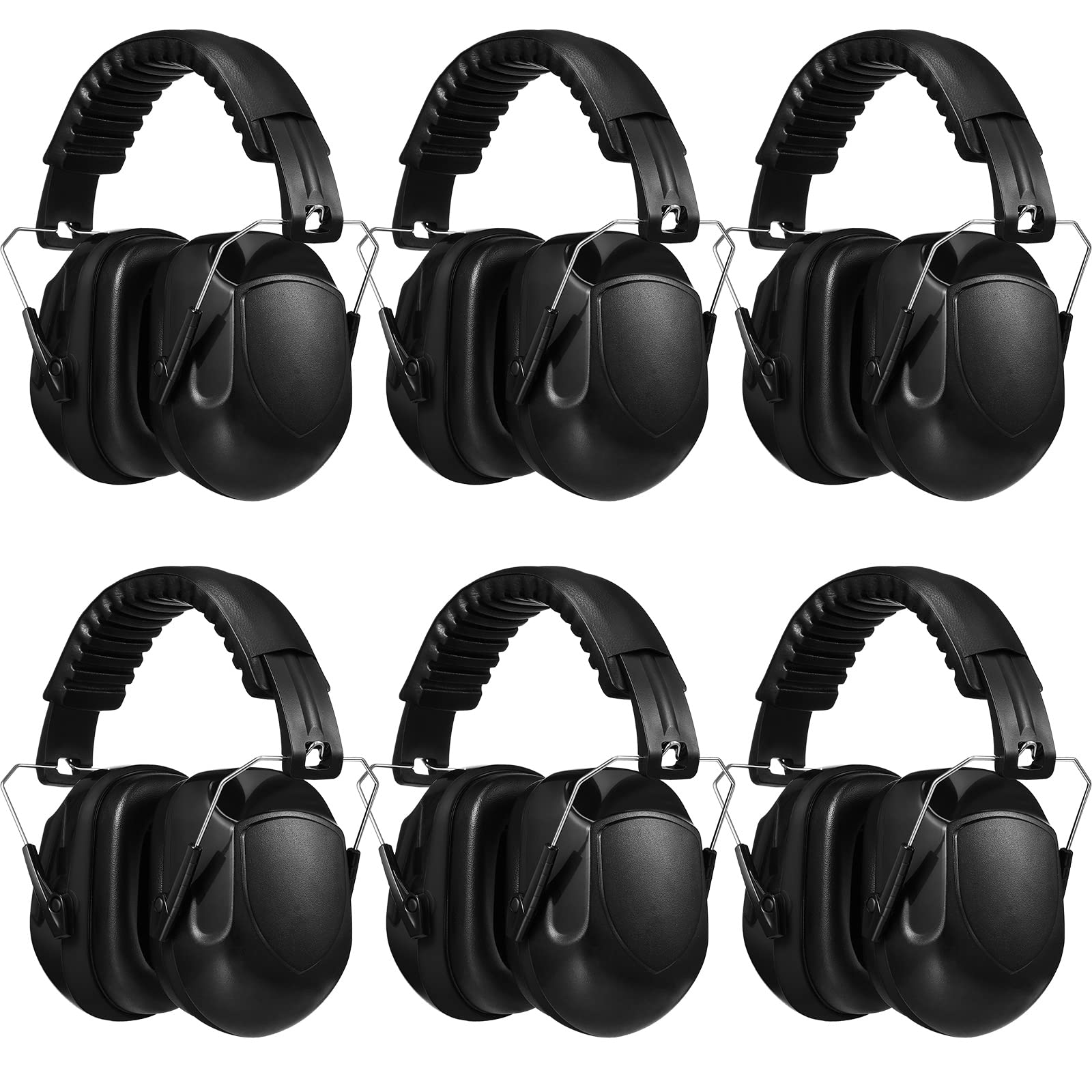Yunsailing 6 Pcs Ear Protection Noise Reduction Headphones Nrr 28db Safety Hearing Ear Muffs Shooting Gun Range Mowing(Black)