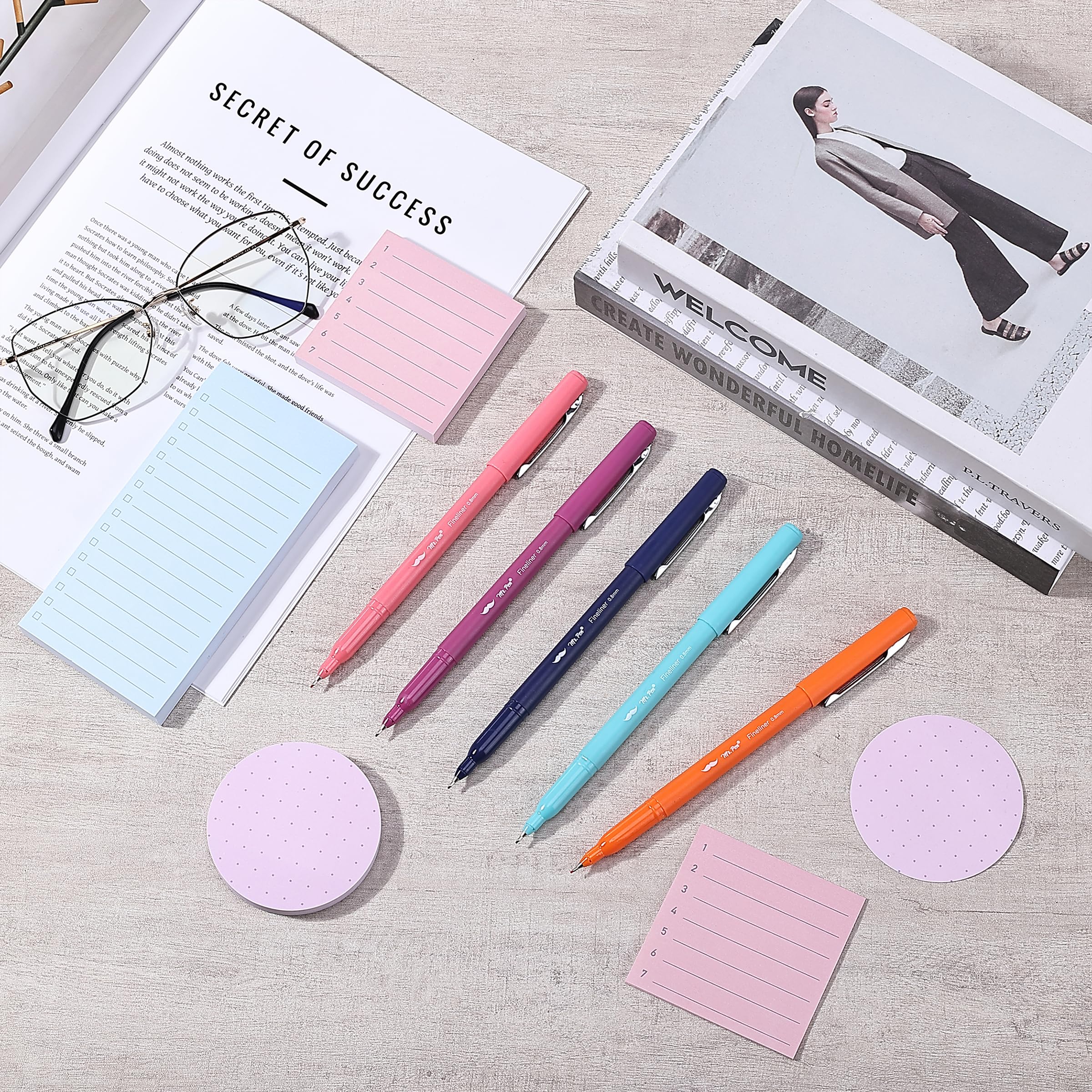 Mr. Pen Sticky Note Gift Box - 305 Pcs, Pastel Colors - Round, Square & Mini List Sticky Notes