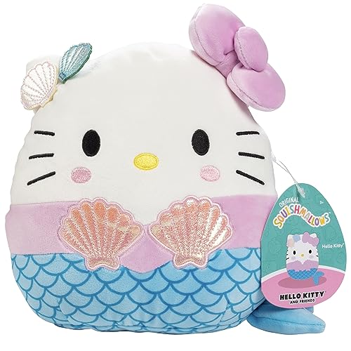 Squishmallows Original 8-Inch Hello Kitty Mermaid - Official Jazwares Easter Plush - Collectible Soft & Squishy Sanrio Stuffed Animal Toy - Add to Your Squad - Gift for Kids, Girls & Boys