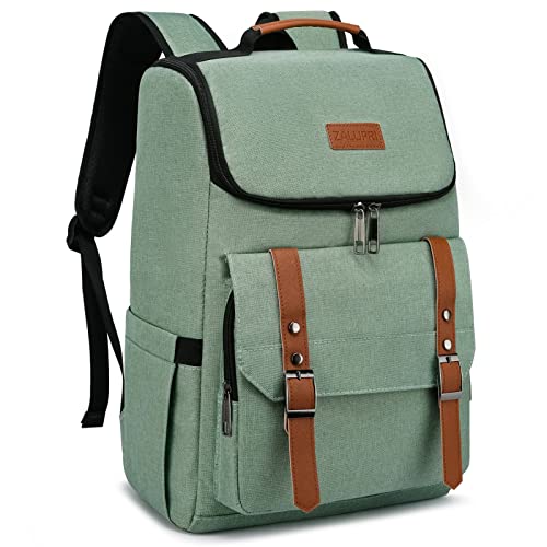 zalupri Work Laptop Backpack for Women and Men, 15.6 inch Computer Travel Backpacks for Working Stylish Teacher Backpack Casual Daypack laptop Bag with USB Charging Port, Green