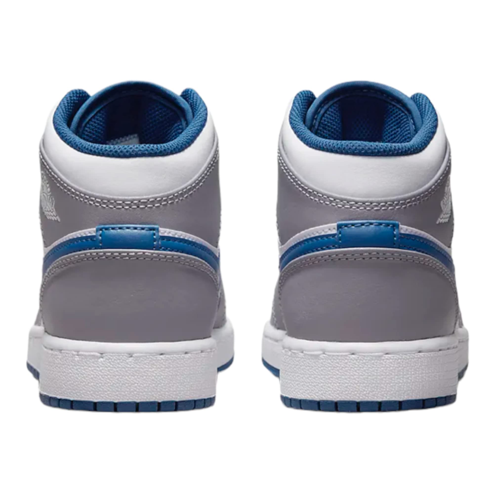 Nike Jordan 1 Mid Grade School Big Kids Cement Grey/White-True Blue DQ8423-014 5y
