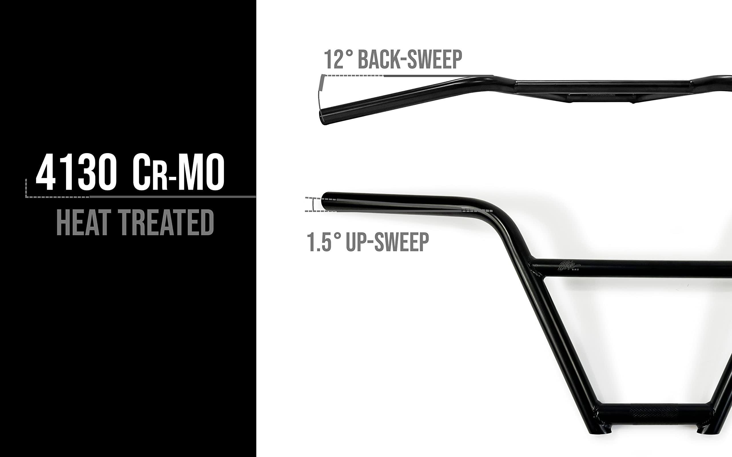 Elite BMX Handlebar 4pc Chromoly 4130 Destro Bar, And Pee Wee. Also, Available The Stealth 2pc Handlebar (4pc - Matte Black)