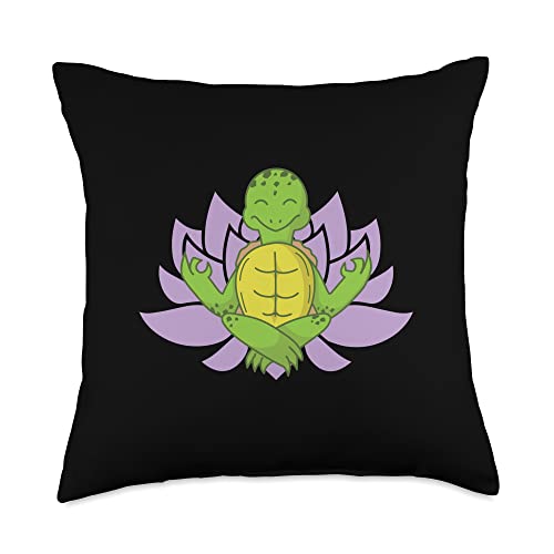 Turtle reptile carapace old Sauropsida Testudines Turtle Meditating Reptile Water Animal Throw Pillow, 18x18, Multicolor