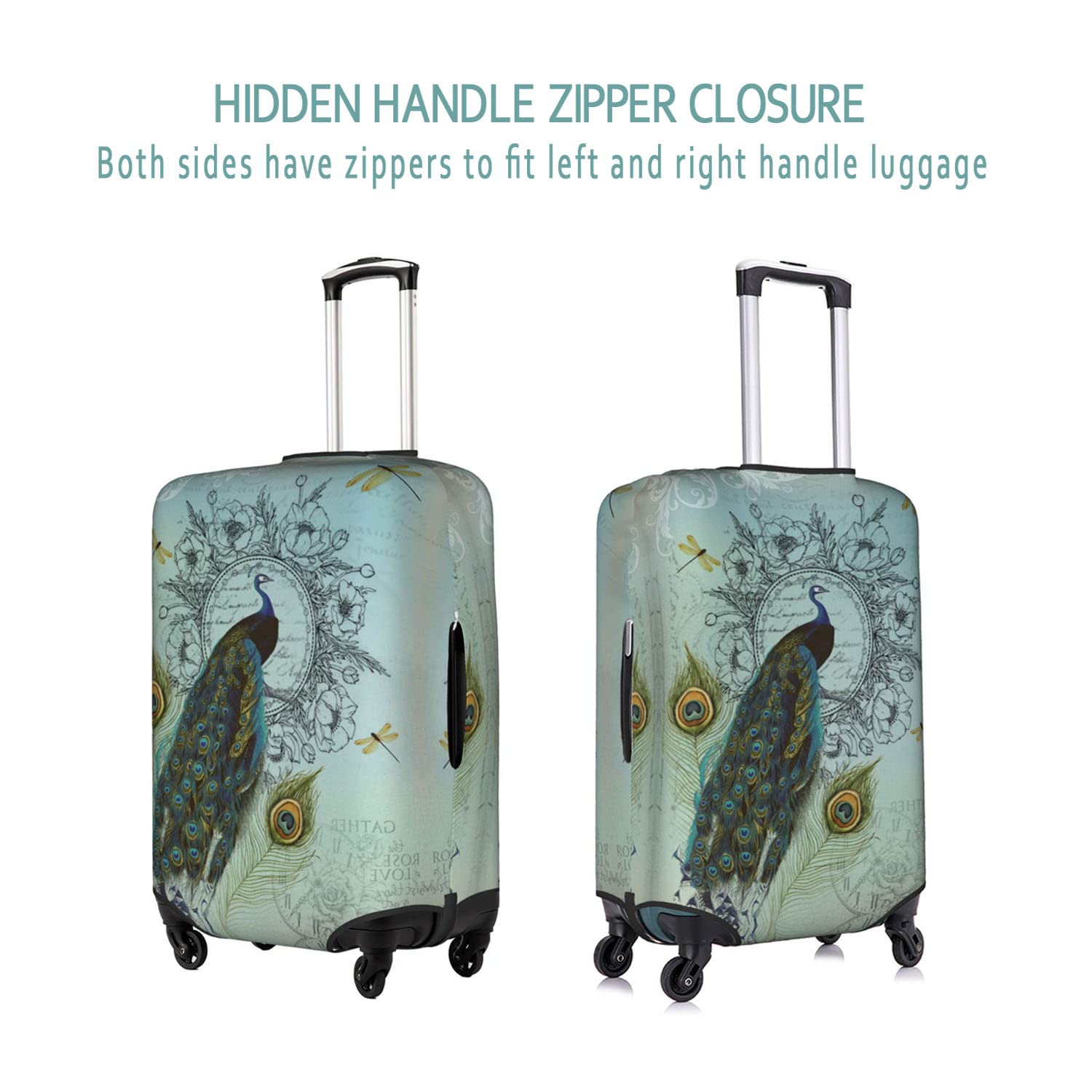 Nmbvcxz Peacocks Luggage Cover Suitcase Covers Washable Travel Luggage Protector Suitcase Cover L (27-30 inch luggage)