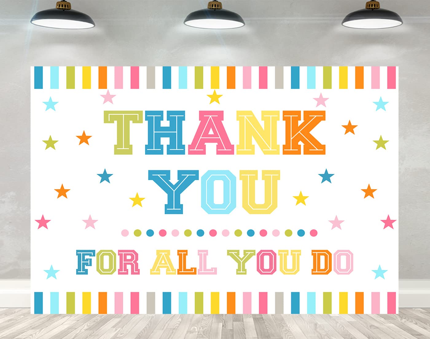 Ticuenicoa 5×3ft Thank You Backdrop Colorful Photography Background Thanks for Teachers Employees Thank You First Responders Support Doctors Nurses Party Decorations Banner Props