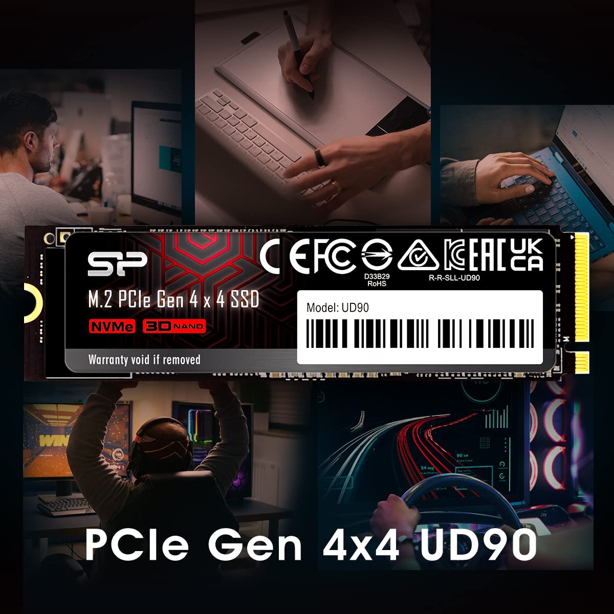 Silicon Power 4TB UD90 NVMe 4.0 Gen4 PCIe M.2 SSD R/W up to 5,000/4,500 MB/s (SP04KGBP44UD9005)