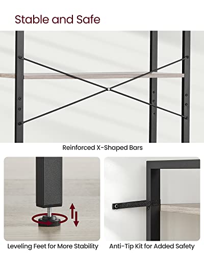 VASAGLE 6-Tier Tall Bookshelf, Large Bookcase with Steel Frame, Deep Book Shelf for Living Room, Home Office, Study, 11.8 x 31.5 x 73.2 Inches, Industrial Style, Greige and Black ULLS082B02