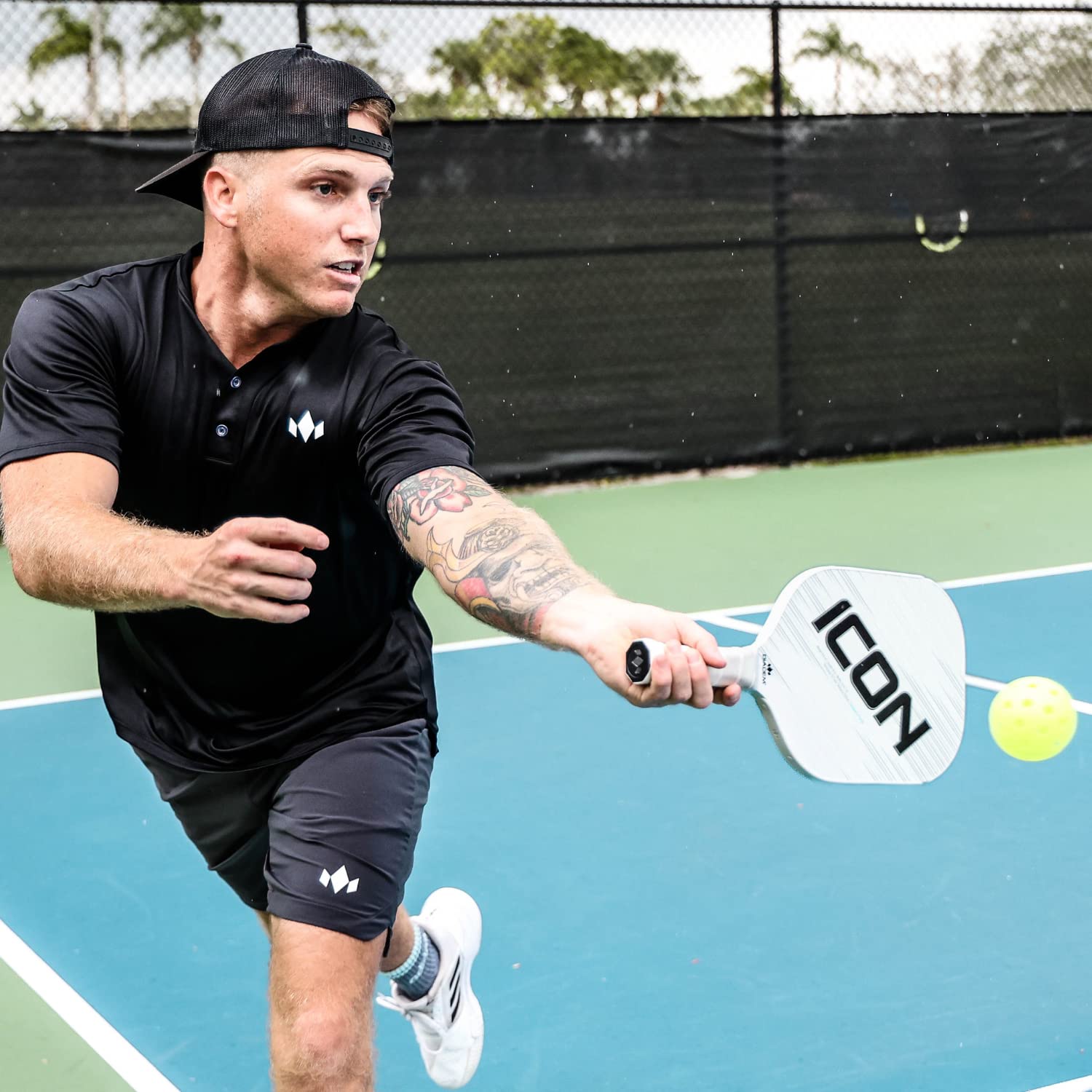 Diadem Icon v2 Pickleball Paddle | USAPA Approved | Carbon Fiber High Performance Paddle | Power, Control, Spin Friendly (Black, XL - Extended Length)