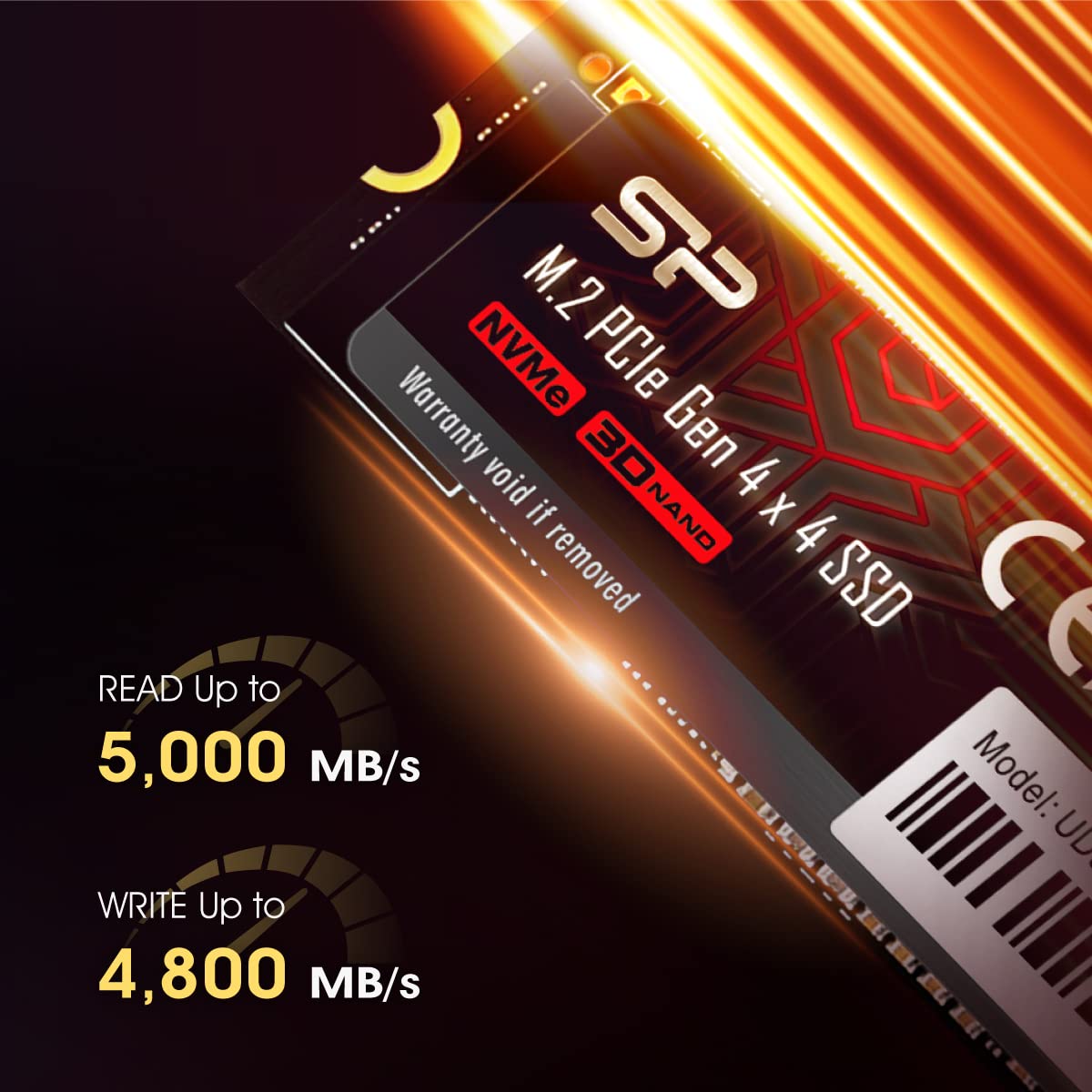 Silicon Power 4TB UD90 NVMe 4.0 Gen4 PCIe M.2 SSD R/W up to 5,000/4,500 MB/s (SP04KGBP44UD9005)