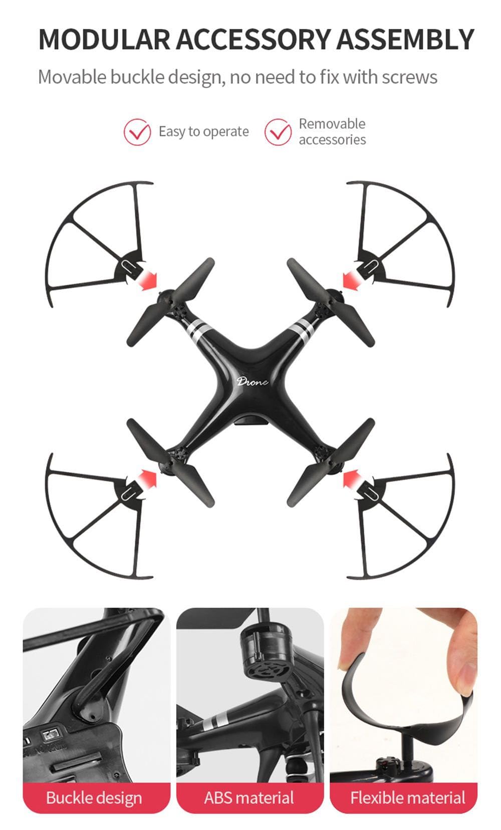 QAONIE KY101 Mini Drone with 720P HD Camera Remote Control Toys Gifts, 2 Batteries 30 Mins