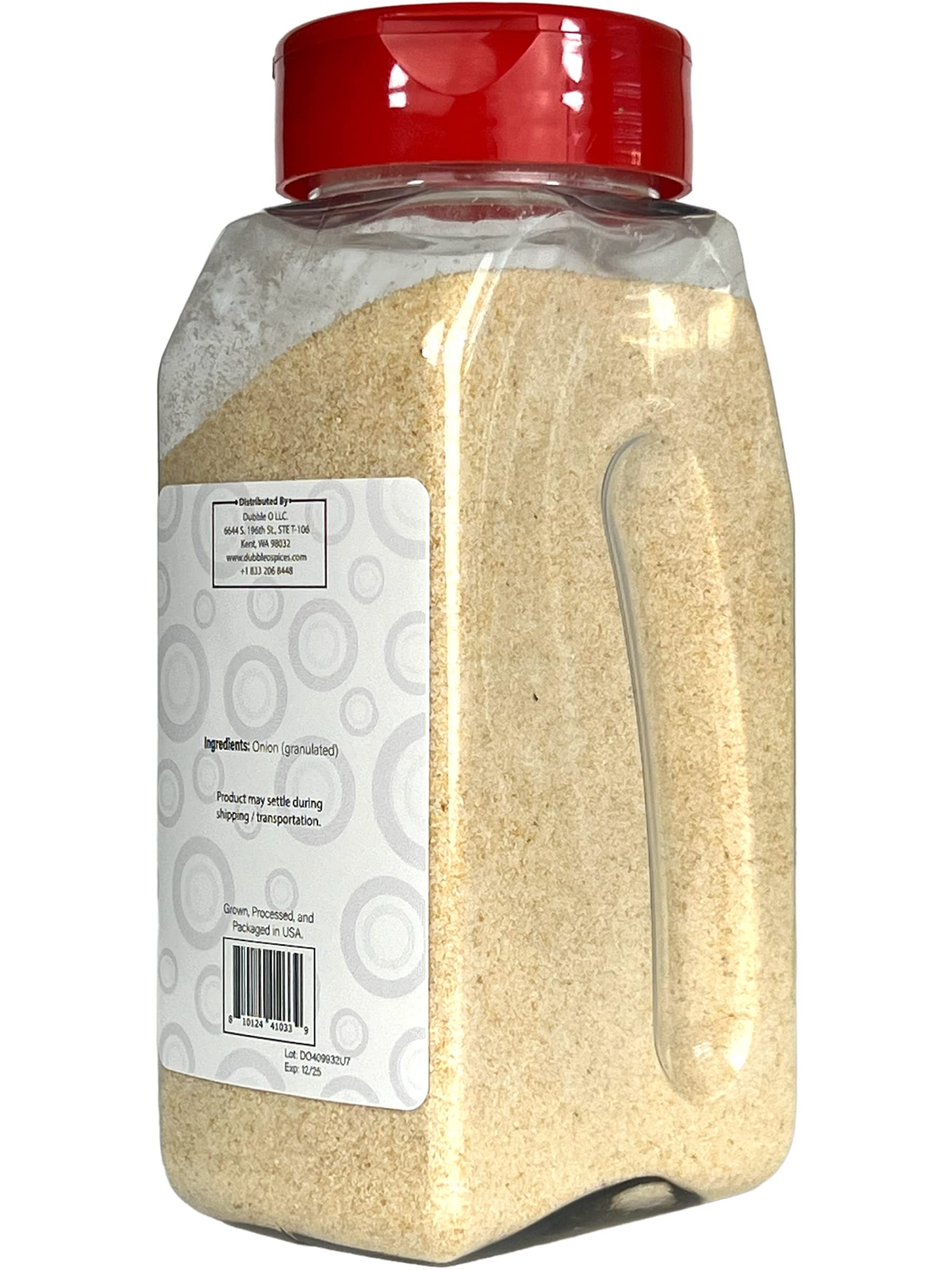 Granulated Onion - 10 oz. - Non GMO, Kosher, Halal, and Gluten - Dubble O Brand