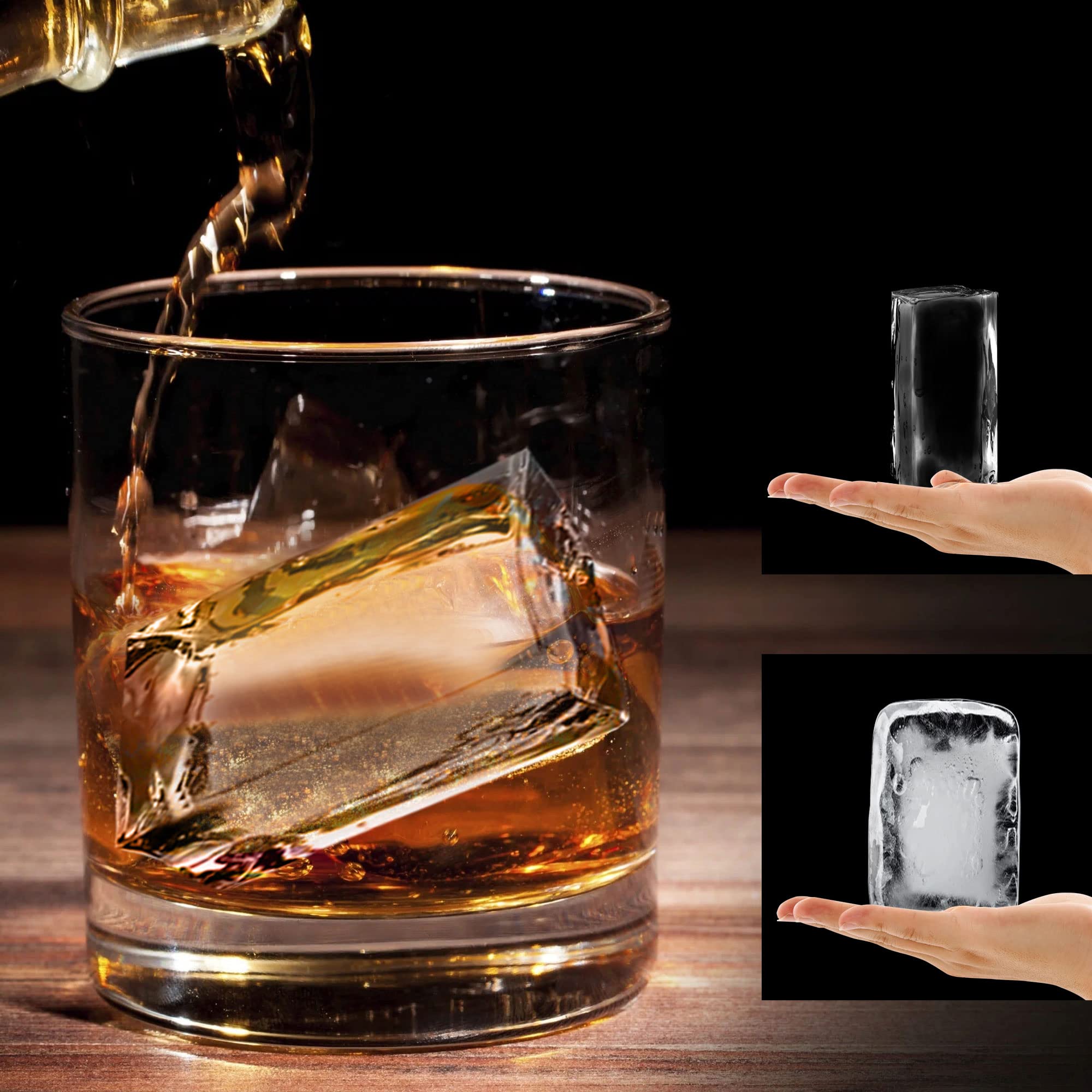 Crystal Clear Ice Cube Maker - Make 6 Large Ice Cubes Upgrade 4x1.6x2inch Clear Ice Cube Tray BPA-free Silicone for Gifts,Cocktail,Whiskey,Bourbon Drink