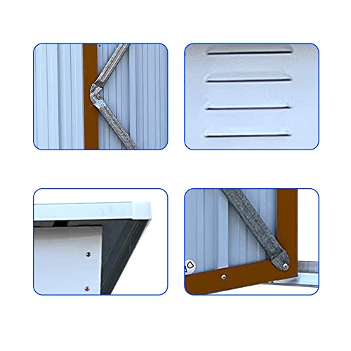 Ampela Outdoor Storage Shed with Singe Lockable Door,Outside Waterproof Galvanized Metal Shed with Air Vent Suitable for Backyard Garden,Tiny House Storage Sheds for Patio Lawn,5x3 FT,White+Orange