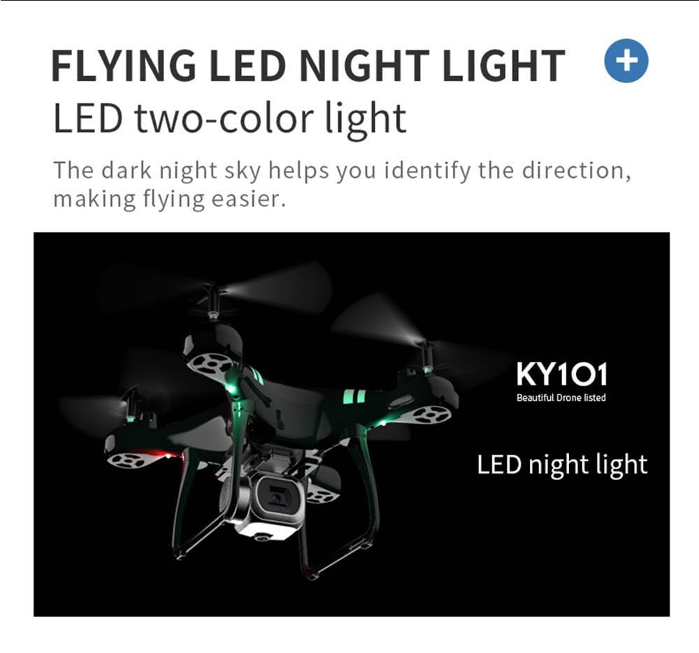 QAONIE KY101 Mini Drone with 720P HD Camera Remote Control Toys Gifts, 2 Batteries 30 Mins