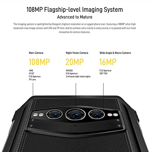 DOOGEE S100 Rugged Smartphone Unlocked, MTK Helio G99 20GB+256GB Android 12 Cell Phone,108MP+20MP Night Vision Camera,6.58" FHD+,10800mAh 66W Charge,Dual SIM 4G Rugged Phone,NFC GPS OTG FM…
