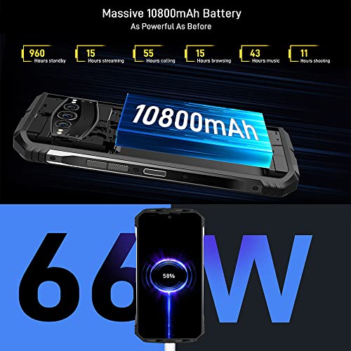 DOOGEE S100 Rugged Smartphone Unlocked, MTK Helio G99 20GB+256GB Android 12 Cell Phone,108MP+20MP Night Vision Camera,6.58" FHD+,10800mAh 66W Charge,Dual SIM 4G Rugged Phone,NFC GPS OTG FM…