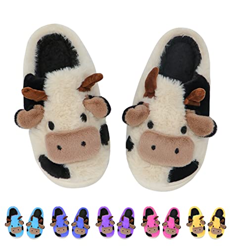 VRPQ Cow Slippers for Women, Cartoon Cute Animal Slippers, House Slippers Home Winter Slipper Indoor Outdoor Cow Slides for Women Men