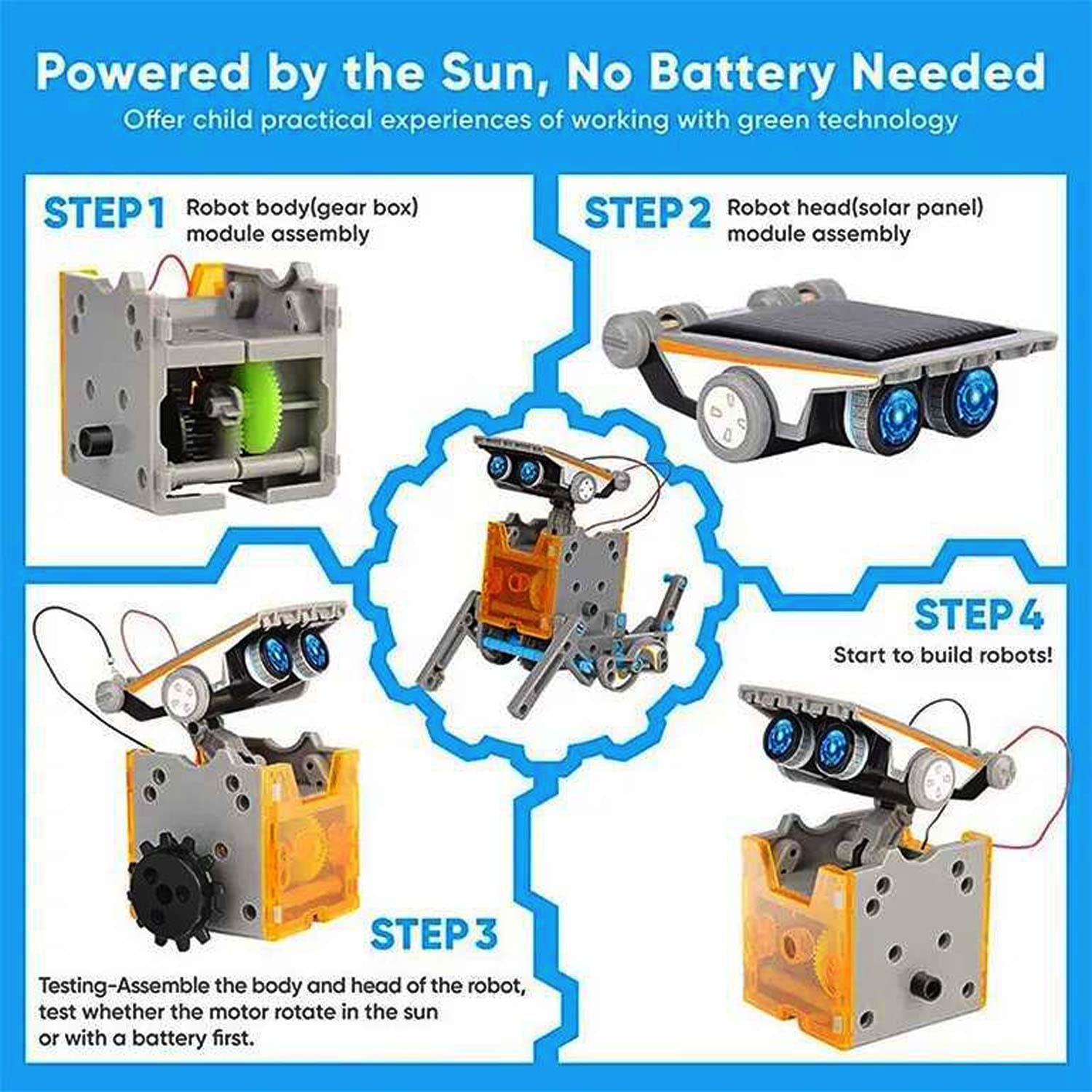 12 in 1 STEM Solar STEM Robot Kit, Educational Toy, Assembled Solar Robot Kit