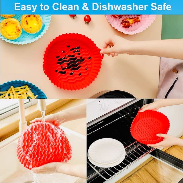 Air Fryer Silicone Basket Liner - Pack of 2 (7.5 & 8.5 inch)