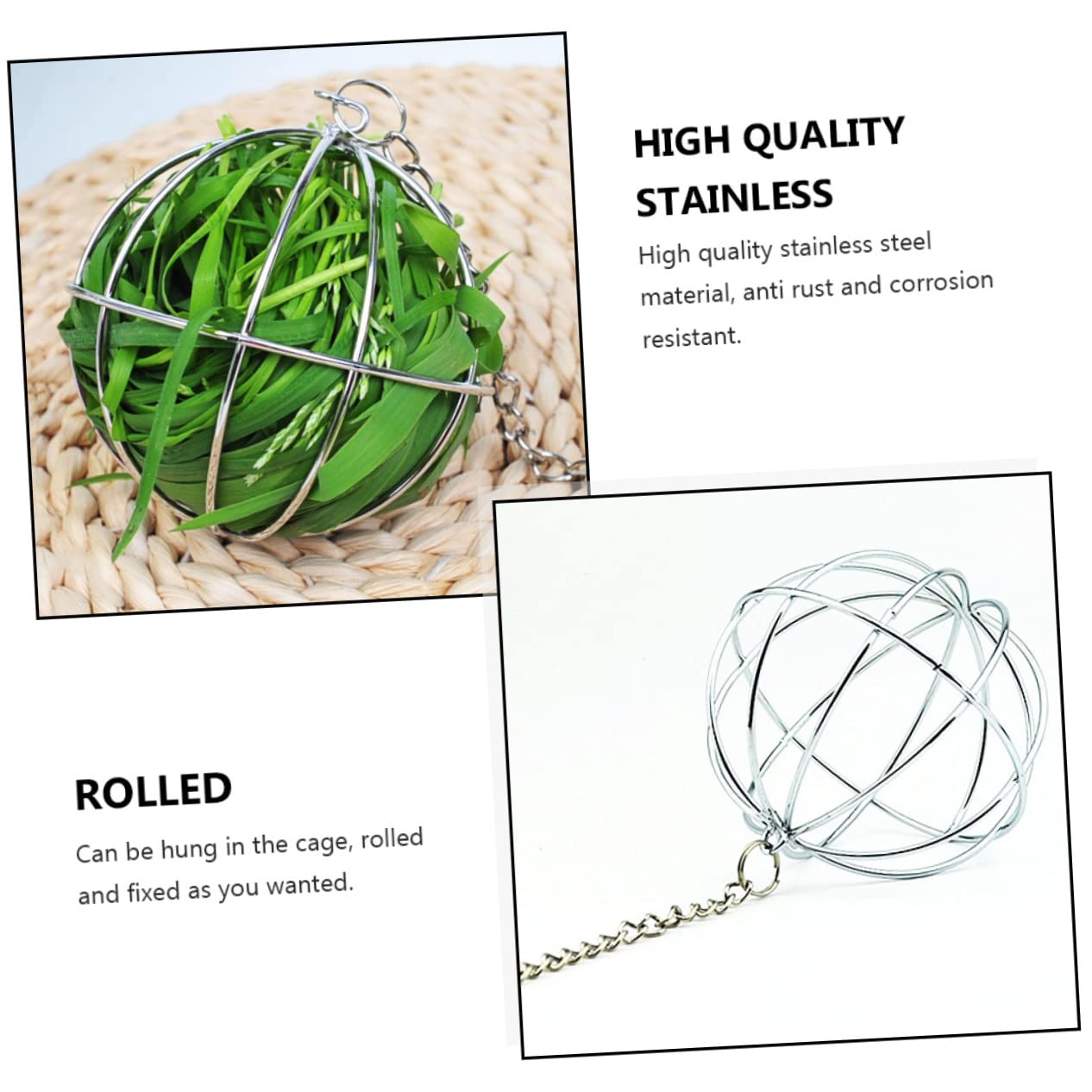 balacoo 2 pcs Sphere Hay Feeder Guinea Pig Hamster Hanging Grass Dispenser Pet