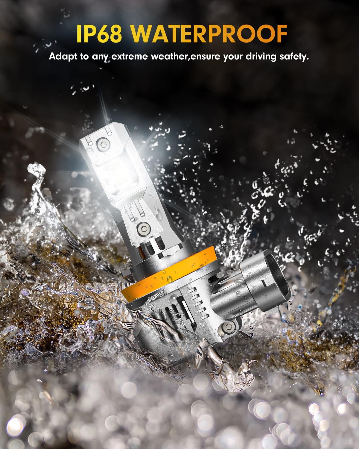FAHREN H11 LED bulbs,28000LM 800% Brightness H8 H9 LED Bulbs,6500K Cool White LED Light bulbs,1:1 Mini Size Plug and Play, IP68 Waterproof, Quick Installation Pack of 2