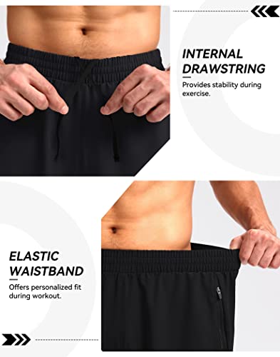 Pudolla Men's Running Shorts 5" Lightweight Gym Shorts for Men Workout Athletic Casual with Zipper Pockets(Black Large)