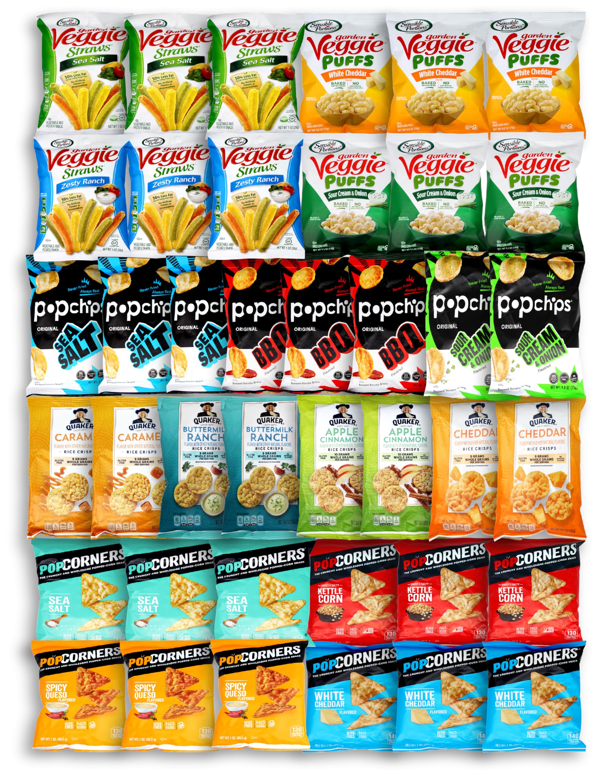 Niro Assortment | Chips Snack Pack | Pop chips, Popcorners, Quaker, and Straw & Puffs | 40 Packs