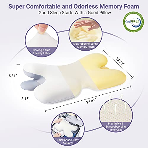 DONAMA Cervical Neck Pillow,Ergonomic Contour Orthopedic Pillow for Neck and Shoulder with Soft Cooling Pillowcase,Memory Foam Support Sleeping Pillow for Side,Back,Stomach Sleeper