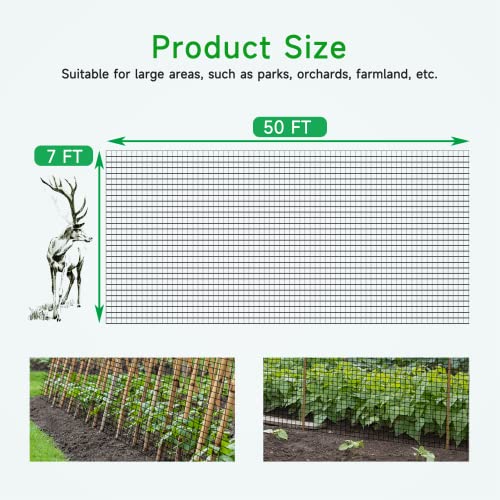 GreatBuddy Garden Netting, 7 x 50ft Deer Fence Netting Anti Birds, Squirrels, Deer or Other Animals, Perfect for Garden Plants Fruit Trees Vegetables Protection, Heavy Duty and Reusable