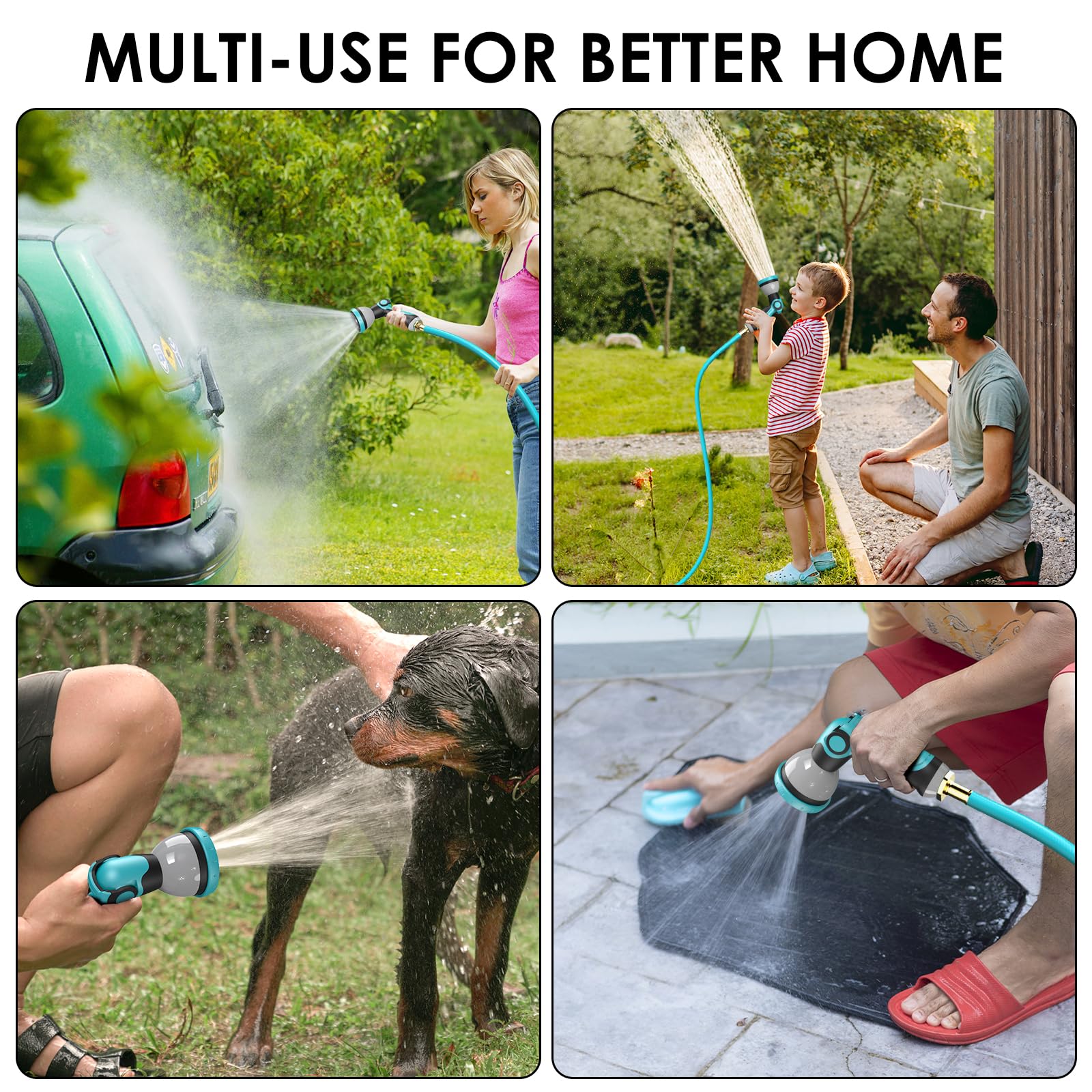 ENEACRO Retractable Garden Hose Reel with Wall Mount 1/2"×120ft with 10 Pattern Hose Nozzle, Brass Connector, Auto Rewind/Any Length Lock/ 180° Swivel Bracket, Ideal for Garden Watering