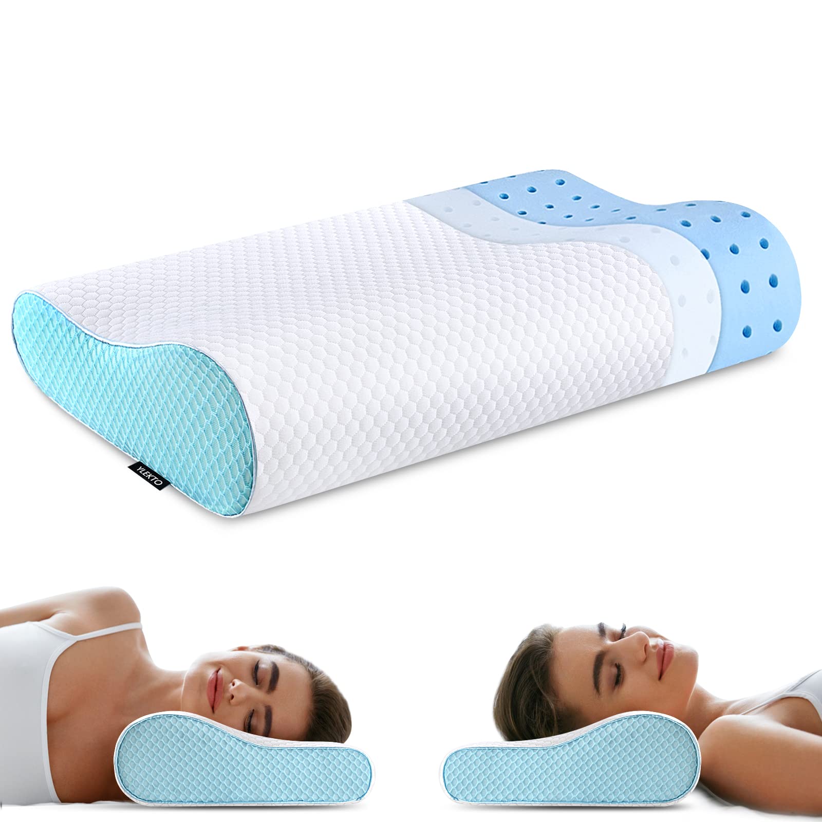Memory Foam Pillows Neck Pillow Bed Pillow for Sleeping Ergonomic Cervical Contour Pillow for Side Back Stomach Sleeper for Neck and Shoulder Pain