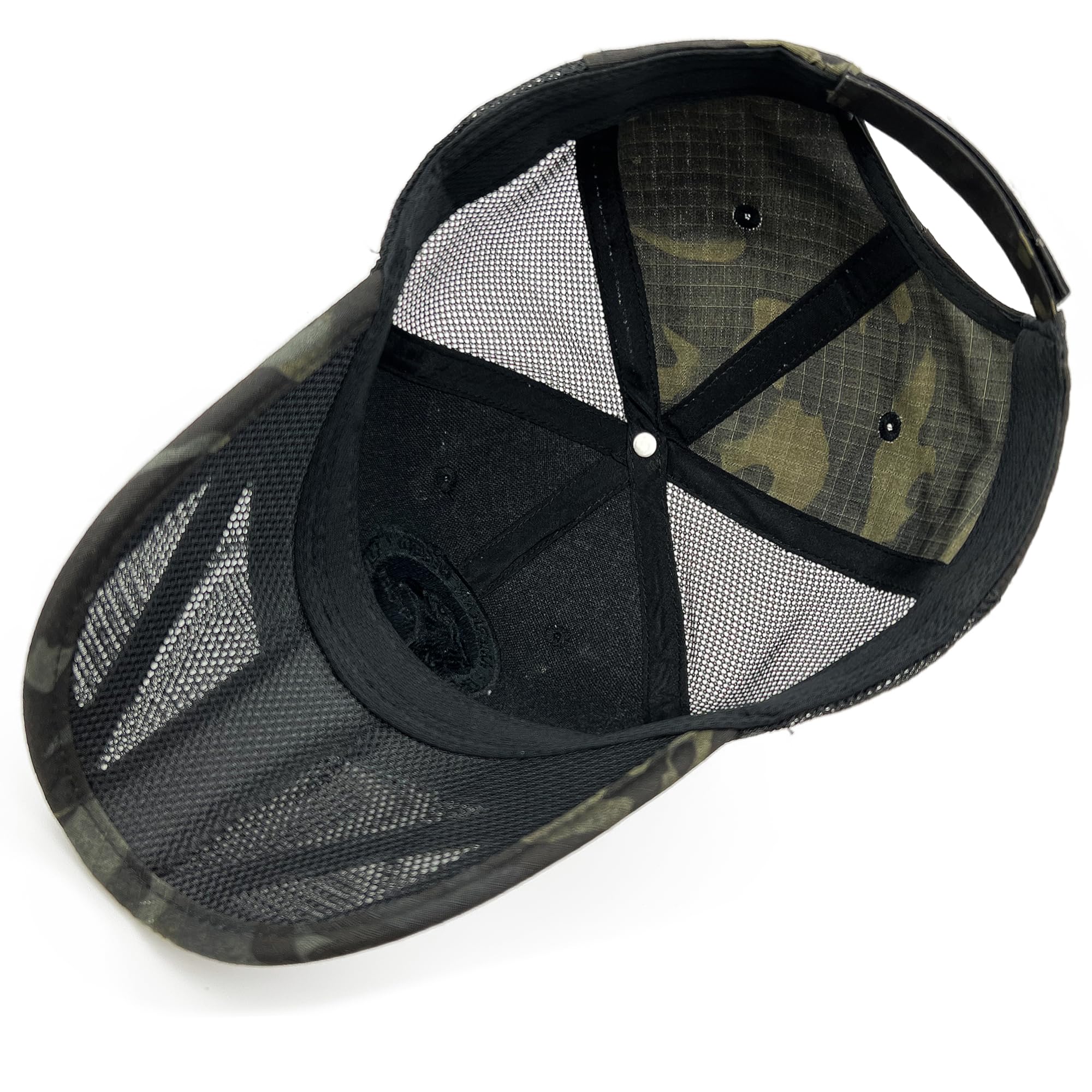 Loneshark Mesh Bill Mens Breathable Tactical Camo Baseball Caps Womens Military Army Patriotic Operator Camouflage Hats American-Eagle-Black-Camo