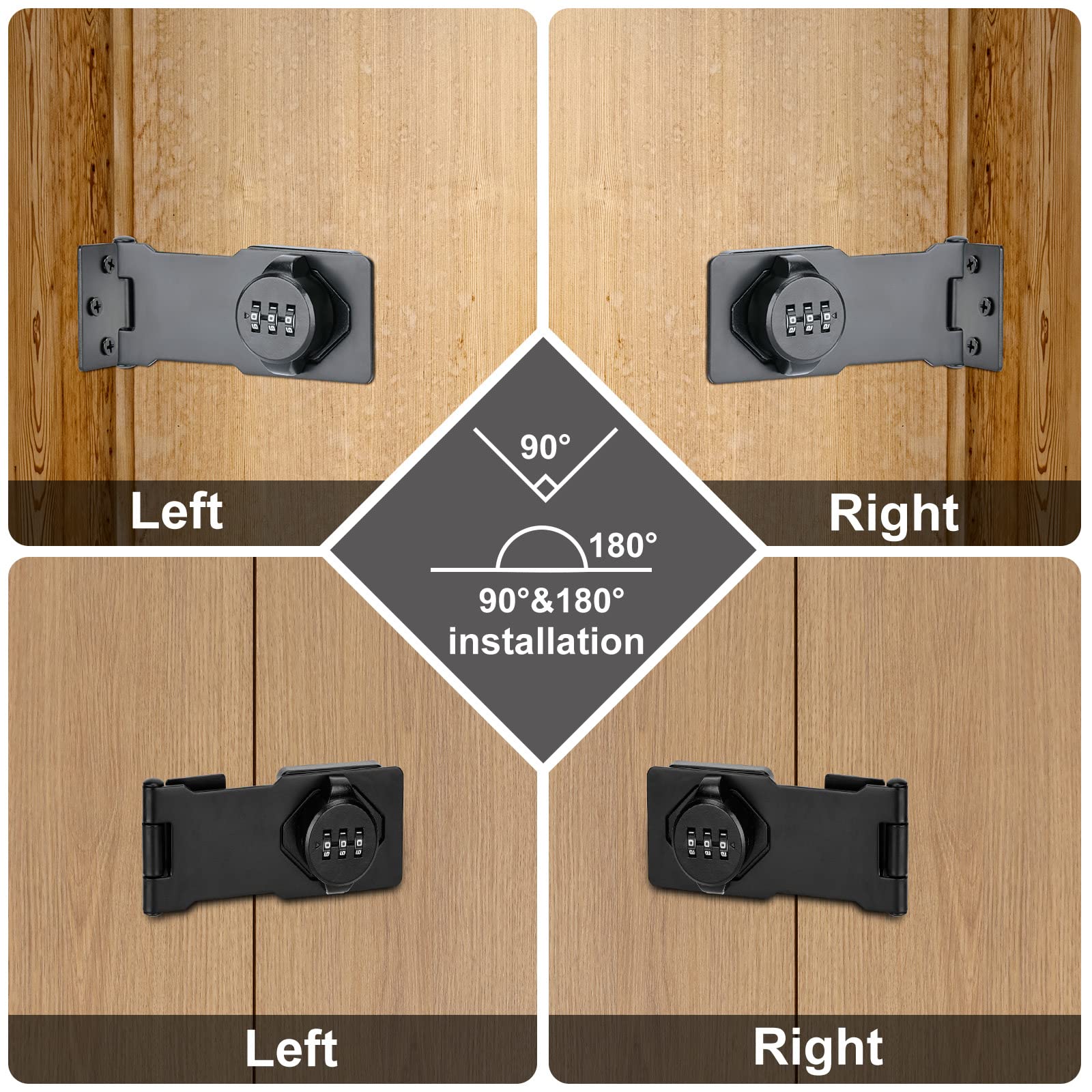 Mugvolax Anti-Theft Household Cabinet Password Hasp Locks, Combination Door Lock, Combination Latches, Keyless Door Lock, Hasp Locks with 3 Digit Password for Combination and Cabinet