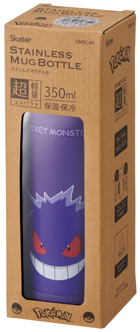 Skater SMBC4B-A Stainless Steel Mug Bottle, Pokemon Genger, 11.8 fl oz (350 ml), Water Bottle