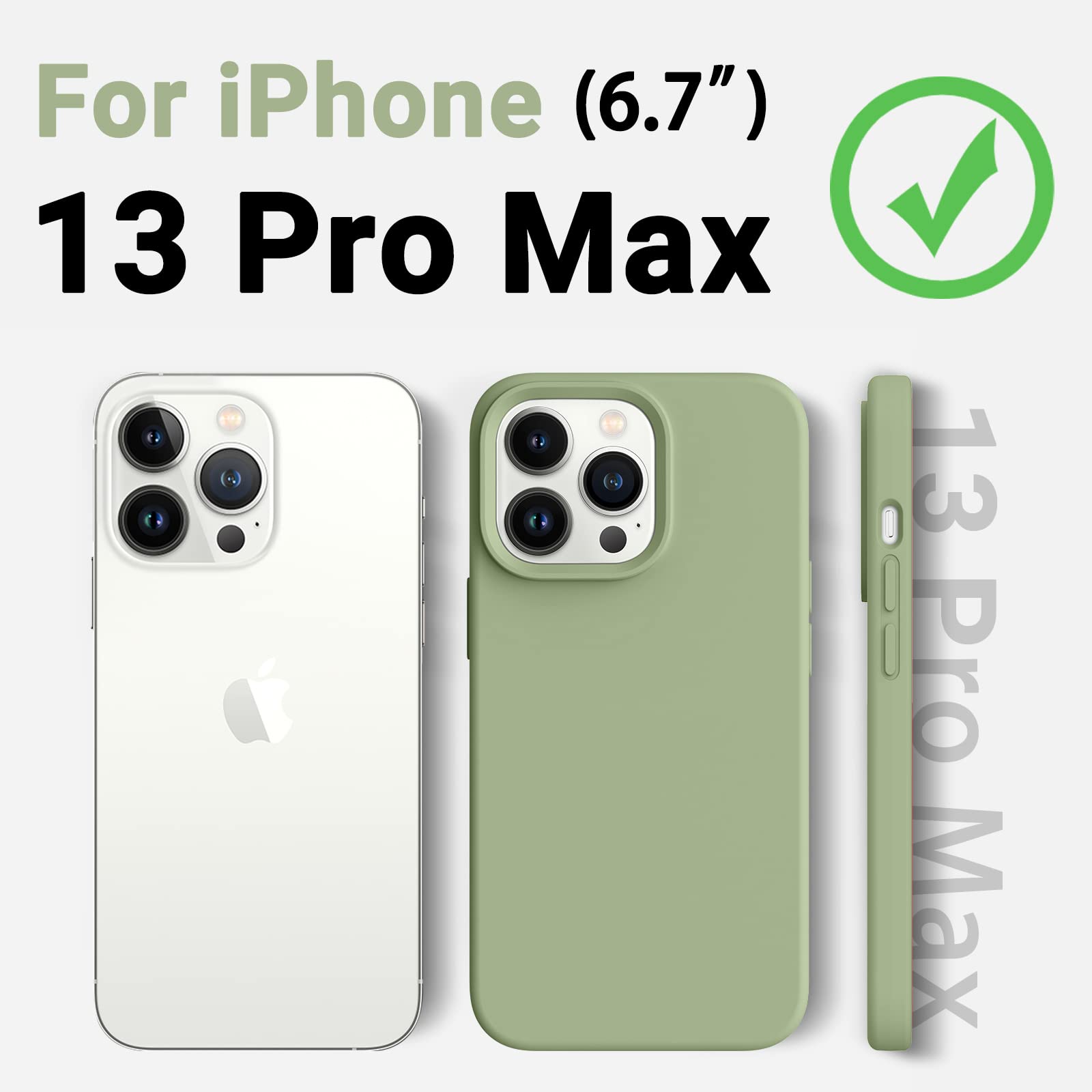 AOTESIER Magnetic for iPhone 13 Pro Max Phone Case, [Compatible with MagSafe][Military Shockproof Protection] Silicone Case with Soft Anti-Scratch Microfiber Lining, 6.7 inch, Tea Green