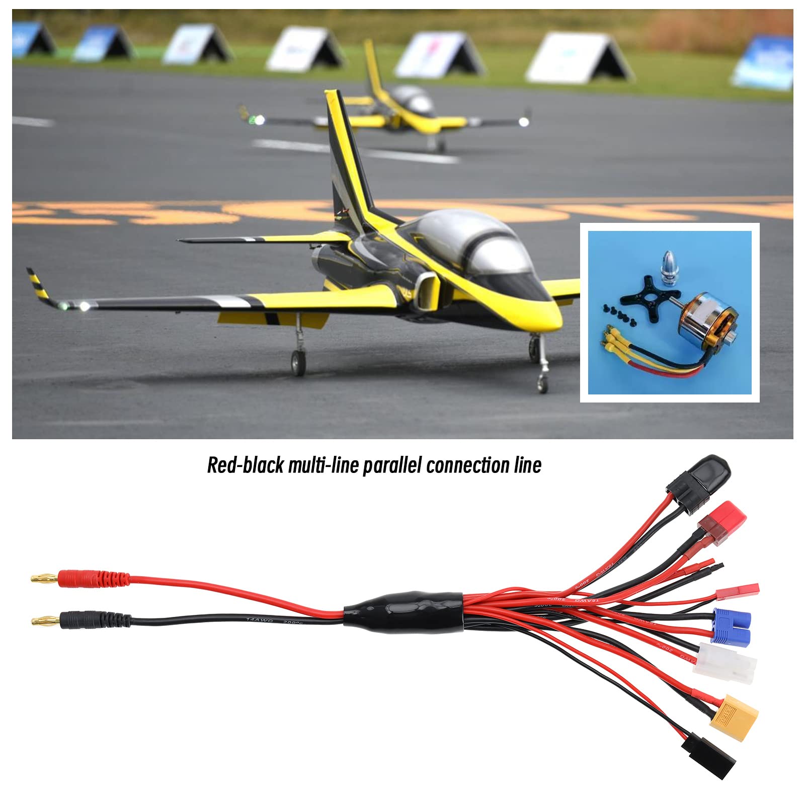 Micro Traders 8 in 1 Charger Adapter Connector Splitter Cable RC Battery Multi Charger to 4.0mm Banana Plug for TRX DIY Bare Wire JST T Plug XT60 EC3 FUTABA TA-Miya