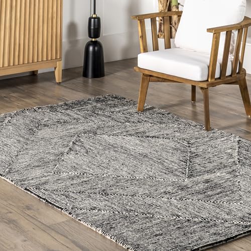 nuLOOM Heidi Modern Hand Tufted Wool Area Rug, 8x10, Charcoal