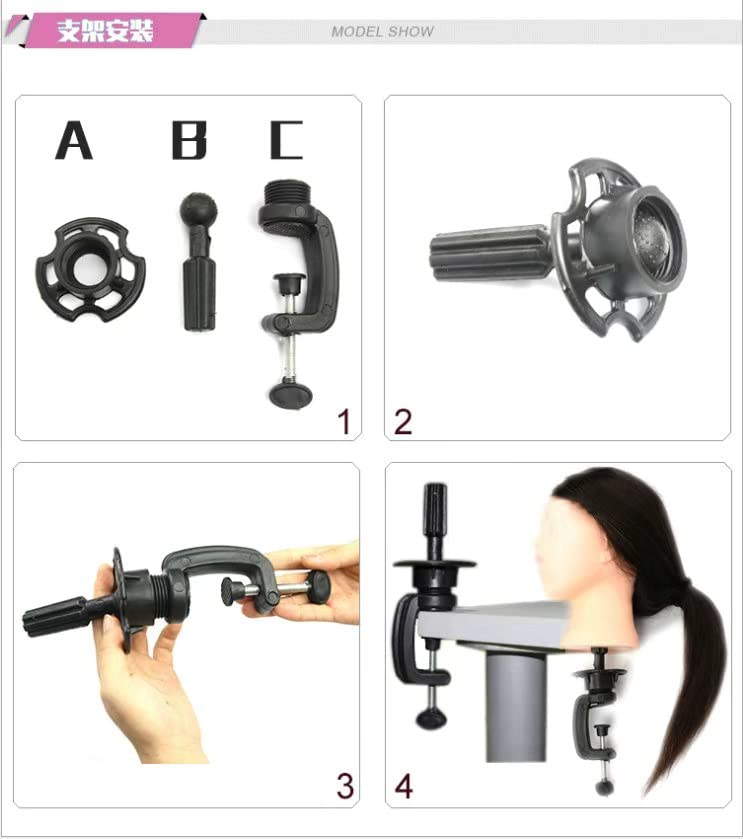 Afro Mannequin Head 100% Real Hair,Traininghead Styling Head Braid Hair, Dolls Head for Practicing Cornrows and Braids (Table Clamp Stand Included)